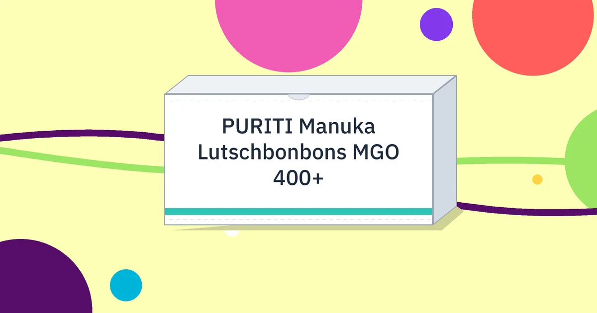Symbolbild: Packung mit der Aufschrift PURITI Manuka Lutschbonbons MGO 400+ (PZN 17506063) – Verfügbarkeit und Bezug in Apotheken in Frankfurt am Main