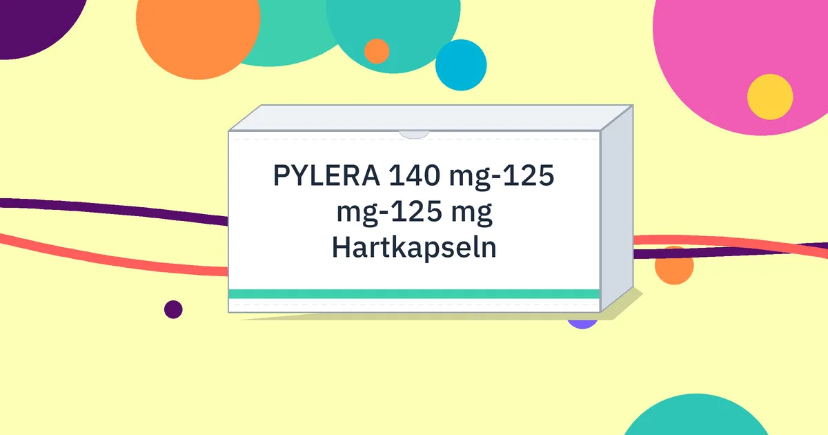 Symbolbild: Packung mit der Aufschrift PYLERA 140 mg-125 mg-125 mg Hartkapseln (PZN 12422597) – Verfügbarkeit und Bezug in Apotheken in Frankfurt am Main