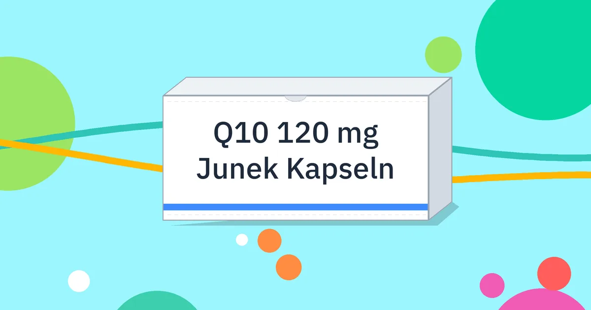 Symbolbild: Packung mit der Aufschrift Q10 120 mg Junek Kapseln (PZN 09720581) – Verfügbarkeit und Bezug in Apotheken in Frankfurt am Main