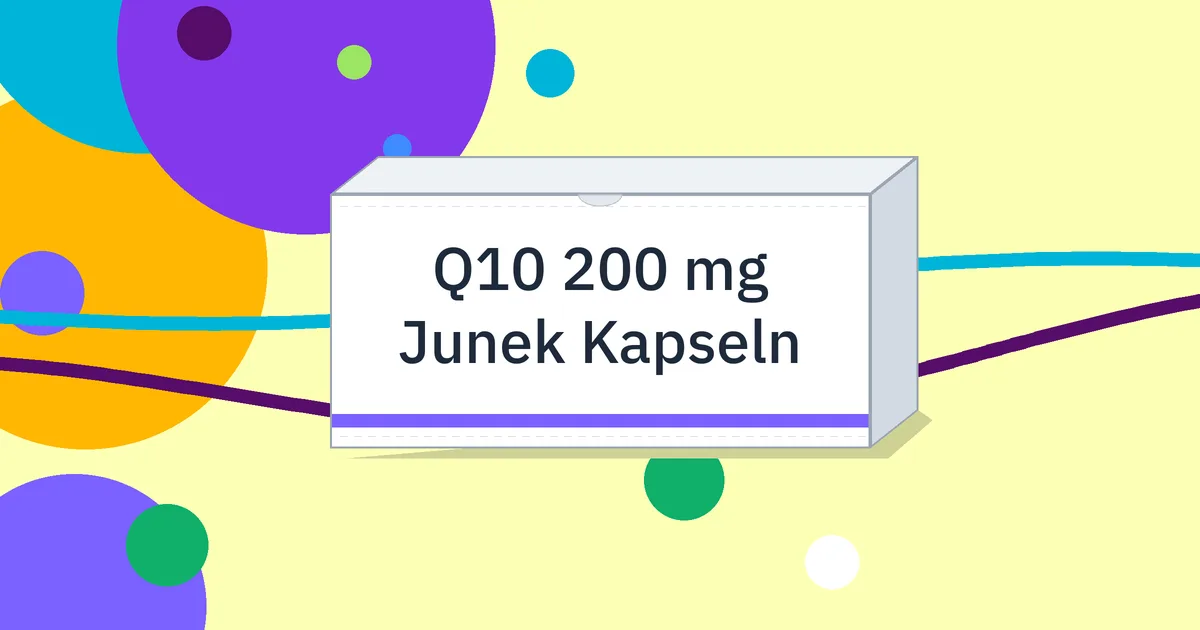 Symbolbild: Packung mit der Aufschrift Q10 200 mg Junek Kapseln (PZN 00787661) – Verfügbarkeit und Bezug in Apotheken in Frankfurt am Main