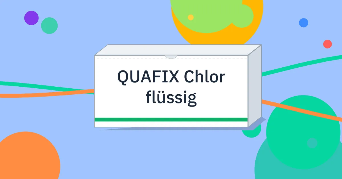 Symbolbild: Packung mit der Aufschrift QUAFIX Chlor flüssig (PZN 07413573) – Verfügbarkeit und Bezug in Apotheken in Frankfurt am Main