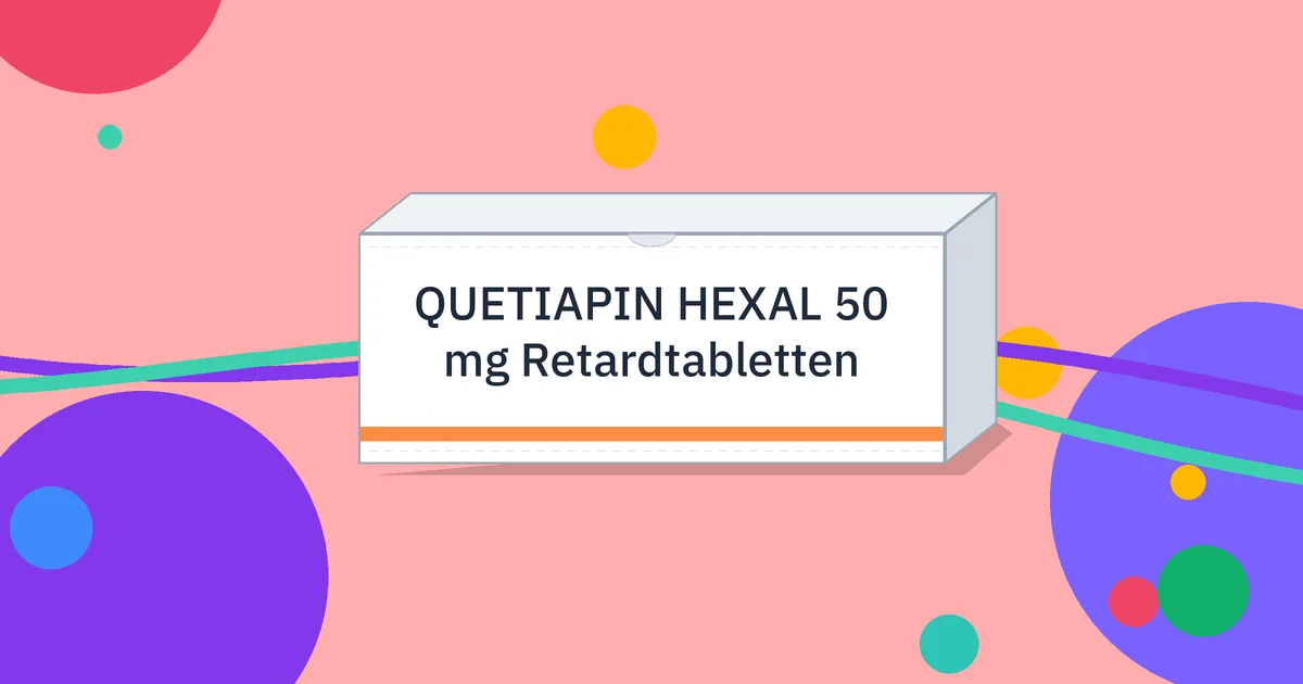 Symbolbild: Packung mit der Aufschrift QUETIAPIN HEXAL 50 mg Retardtabletten (PZN 09637609) – Verfügbarkeit und Bezug in Apotheken in Frankfurt am Main