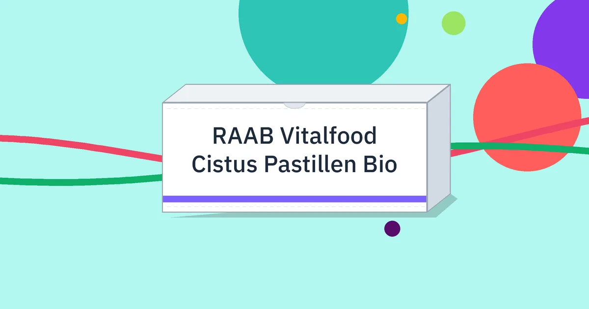 Symbolbild: Packung mit der Aufschrift RAAB Vitalfood Cistus Pastillen Bio (PZN 19304932) – Verfügbarkeit und Bezug in Apotheken in Frankfurt am Main