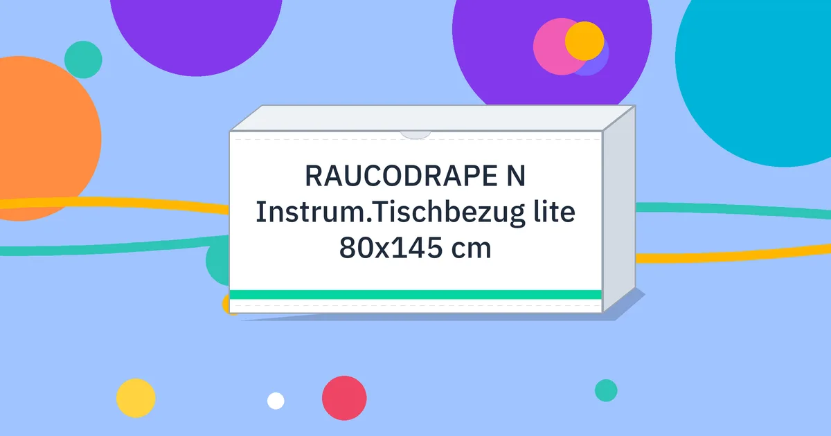 Symbolbild: Packung mit der Aufschrift RAUCODRAPE N Instrum.Tischbezug lite 80x145 cm (PZN 06680585) – Verfügbarkeit und Bezug in Apotheken in Frankfurt am Main