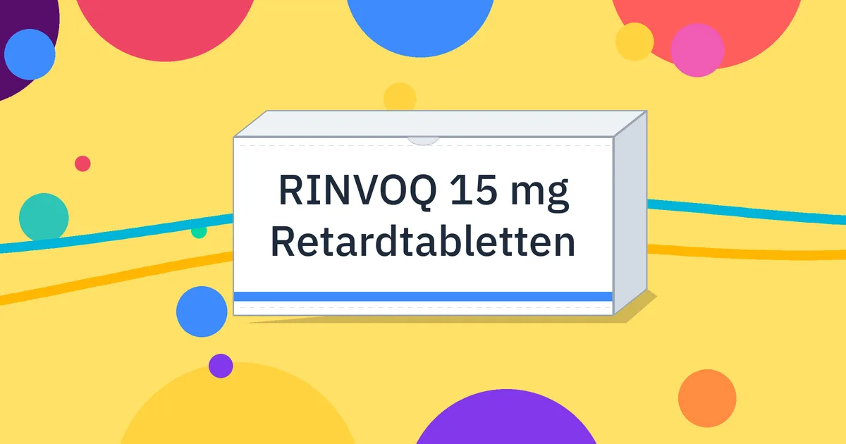 Symbolbild: Packung mit der Aufschrift RINVOQ 15 mg Retardtabletten (PZN 18726542) – Verfügbarkeit und Bezug in Apotheken in Frankfurt am Main