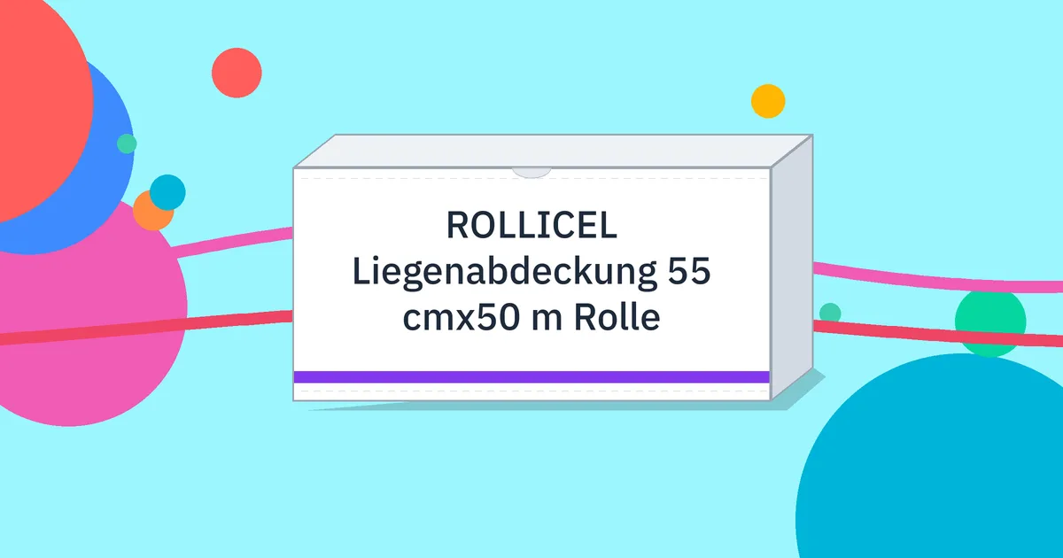 Symbolbild: Packung mit der Aufschrift ROLLICEL Liegenabdeckung 55 cmx50 m Rolle (PZN 11350499) – Verfügbarkeit und Bezug in Apotheken in Frankfurt am Main