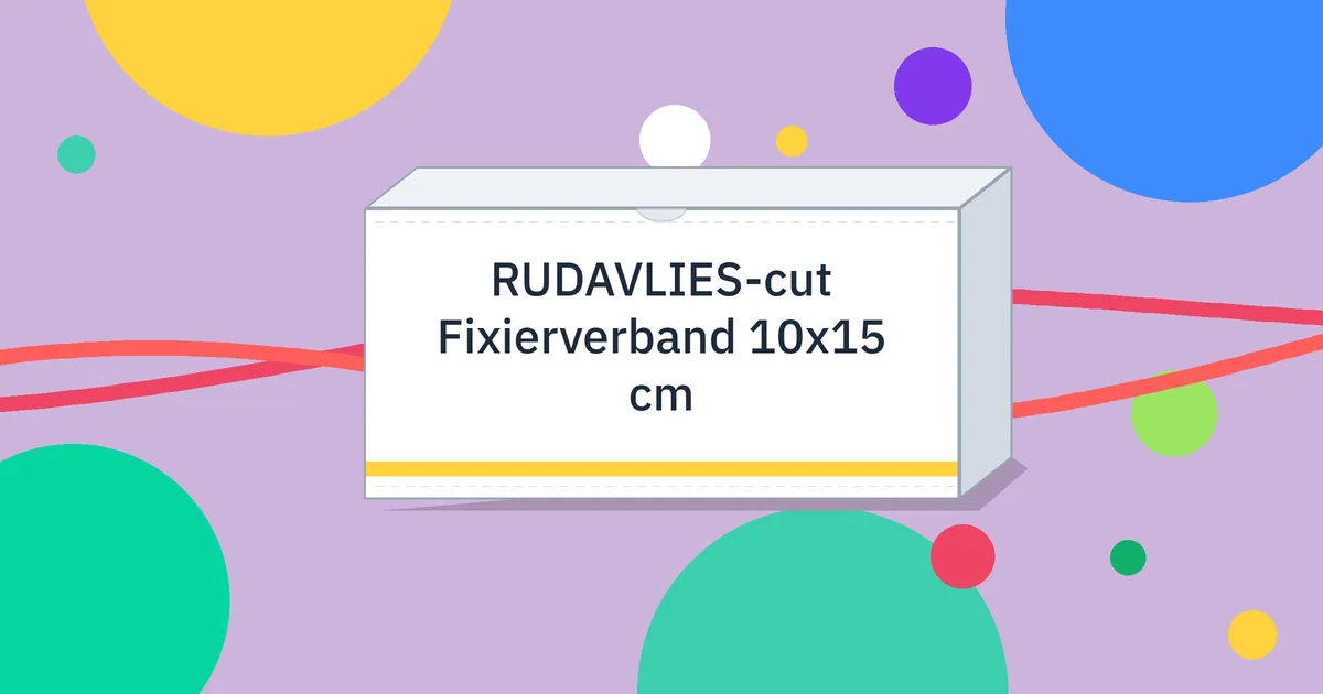 Symbolbild: Packung mit der Aufschrift RUDAVLIES-cut Fixierverband 10x15 cm (PZN 20017741) – Verfügbarkeit und Bezug in Apotheken in Frankfurt am Main