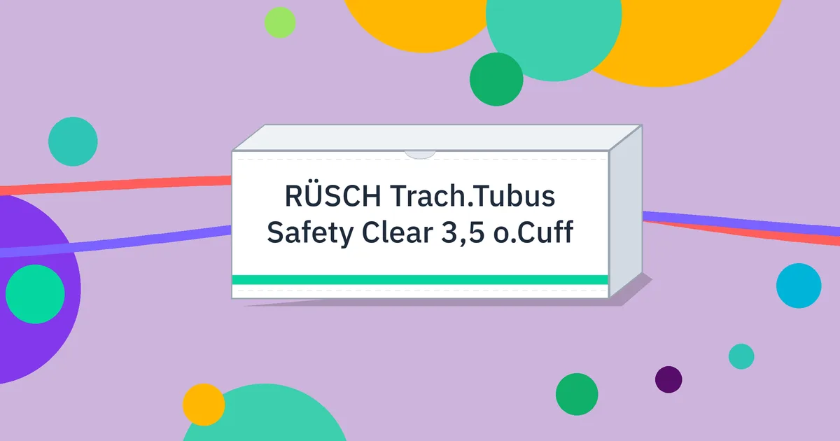Symbolbild: Packung mit der Aufschrift RÜSCH Trach.Tubus Safety Clear 3,5 o.Cuff (PZN 04247542) – Verfügbarkeit und Bezug in Apotheken in Frankfurt am Main