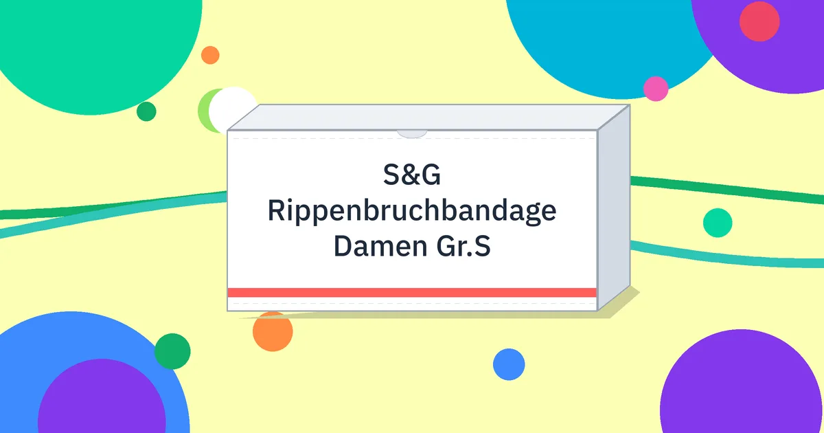 Symbolbild: Packung mit der Aufschrift S&G Rippenbruchbandage Damen Gr.S (PZN 05044887) – Verfügbarkeit und Bezug in Apotheken in Frankfurt am Main