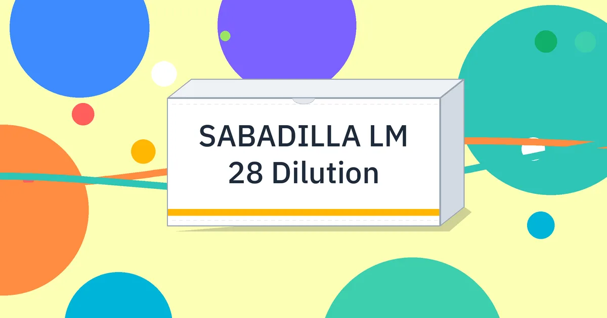 Symbolbild: Packung mit der Aufschrift SABADILLA LM 28 Dilution (PZN 13174730) – Verfügbarkeit und Bezug in Apotheken in Frankfurt am Main