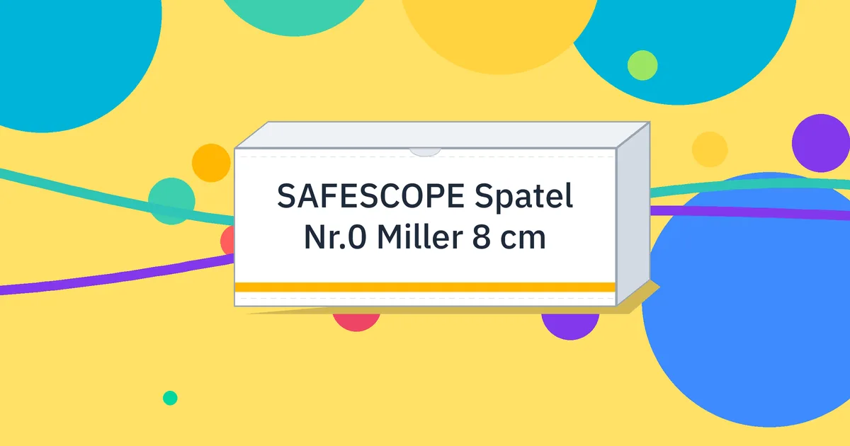 Symbolbild: Packung mit der Aufschrift SAFESCOPE Spatel Nr.0 Miller 8 cm (PZN 02167595) – Verfügbarkeit und Bezug in Apotheken in Frankfurt am Main