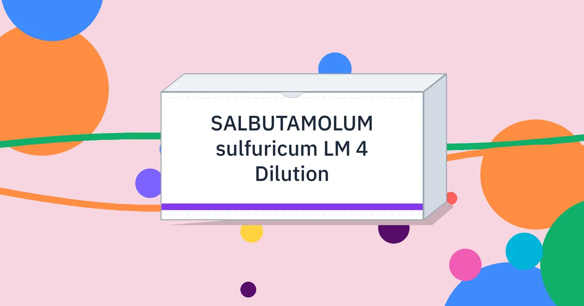 Symbolbild: Packung mit der Aufschrift SALBUTAMOLUM sulfuricum LM 4 Dilution (PZN 18271685) – Verfügbarkeit und Bezug in Apotheken in Frankfurt am Main