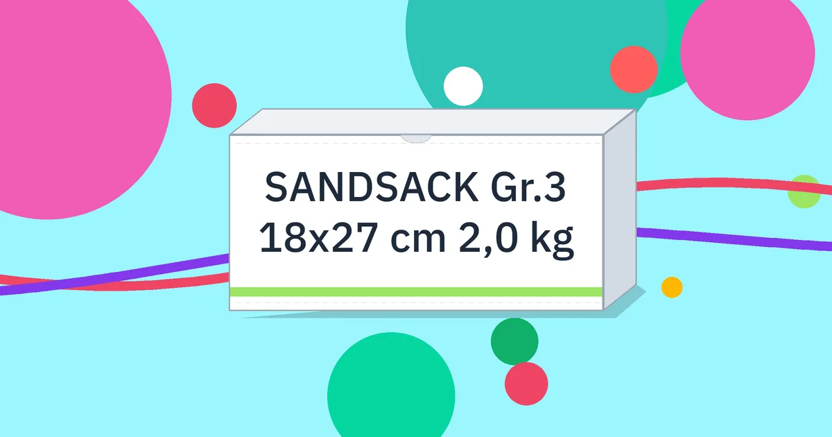 Symbolbild: Packung mit der Aufschrift SANDSACK Gr.3 18x27 cm 2,0 kg (PZN 02443167) – Verfügbarkeit und Bezug in Apotheken in Frankfurt am Main