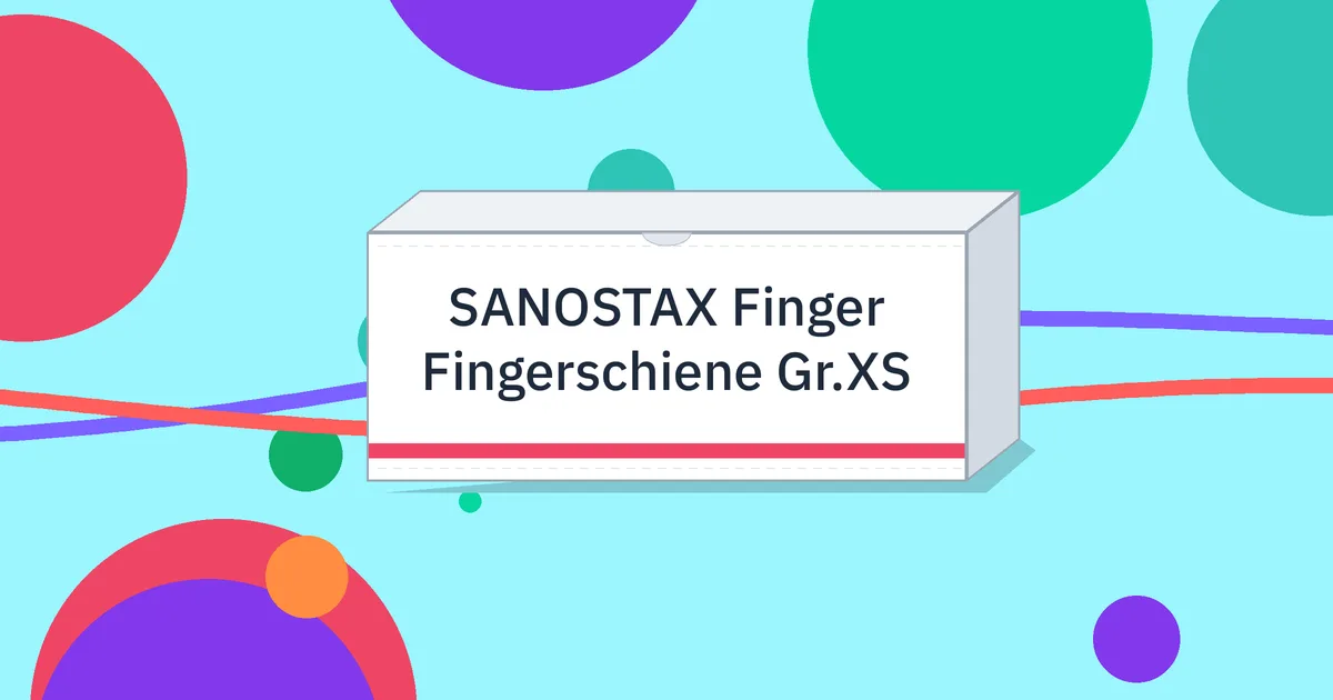 Symbolbild: Packung mit der Aufschrift SANOSTAX Finger Fingerschiene Gr.XS (PZN 10775877) – Verfügbarkeit und Bezug in Apotheken in Frankfurt am Main
