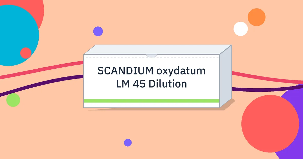 Symbolbild: Packung mit der Aufschrift SCANDIUM oxydatum LM 45 Dilution (PZN 13183798) – Verfügbarkeit und Bezug in Apotheken in Frankfurt am Main