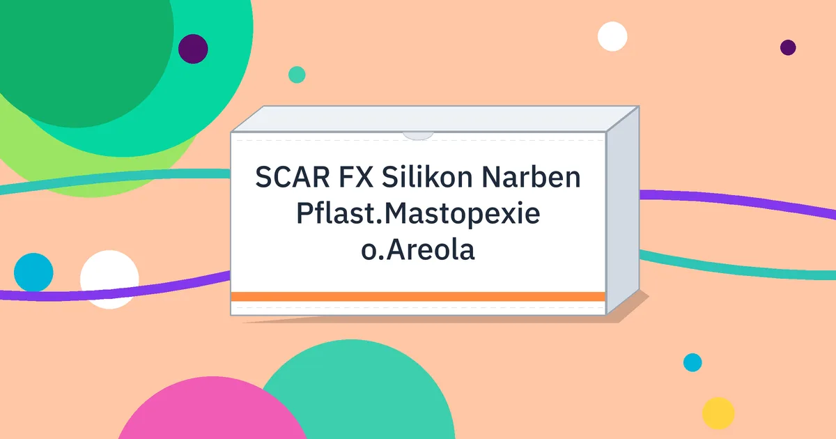 Symbolbild: Packung mit der Aufschrift SCAR FX Silikon Narben Pflast.Mastopexie o.Areola (PZN 06119972) – Verfügbarkeit und Bezug in Apotheken in Frankfurt am Main