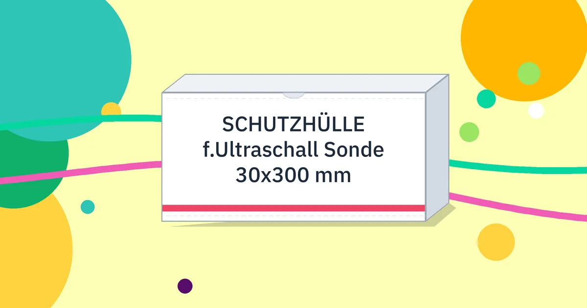 Symbolbild: Packung mit der Aufschrift SCHUTZHÜLLE f.Ultraschall Sonde 30x300 mm (PZN 00353187) – Verfügbarkeit und Bezug in Apotheken in Frankfurt am Main