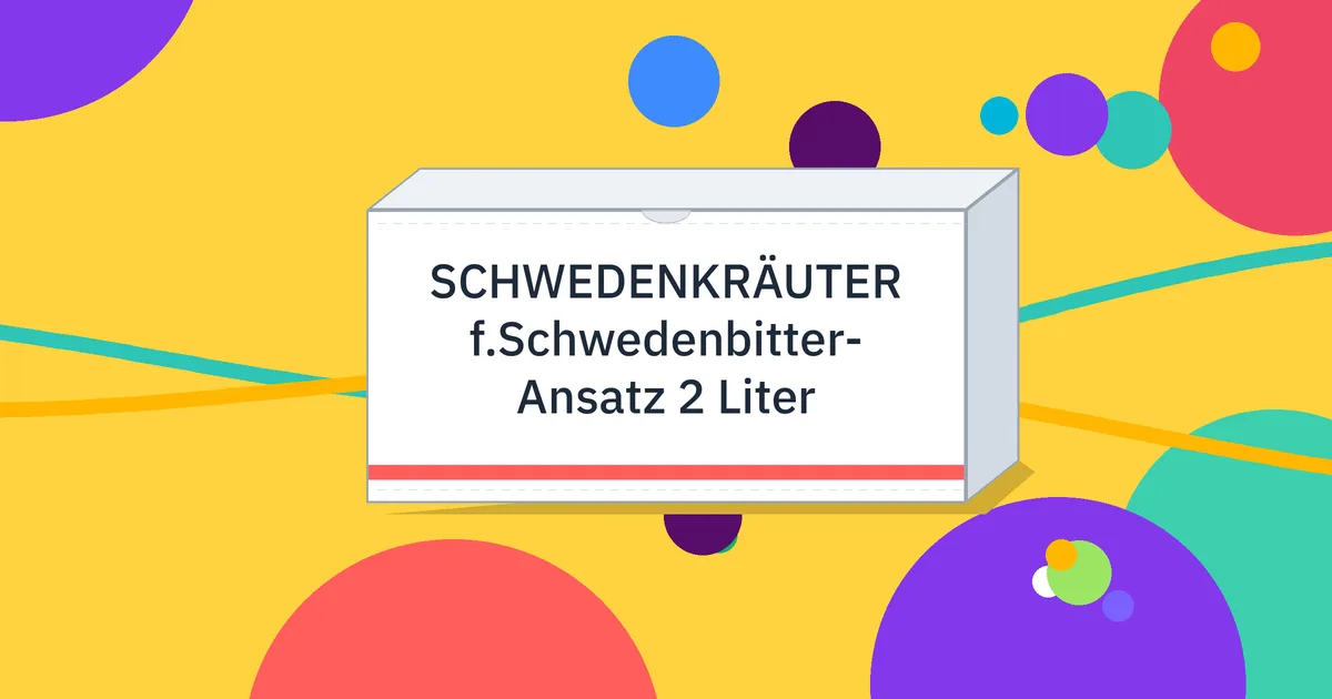 Symbolbild: Packung mit der Aufschrift SCHWEDENKRÄUTER f.Schwedenbitter-Ansatz 2 Liter (PZN 17427228) – Verfügbarkeit und Bezug in Apotheken in Frankfurt am Main