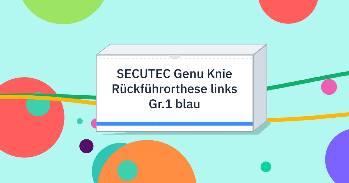 Symbolbild: Packung mit der Aufschrift SECUTEC Genu Knie Rückführorthese links Gr.1 blau (PZN 12510700) – Verfügbarkeit und Bezug in Apotheken in Frankfurt am Main