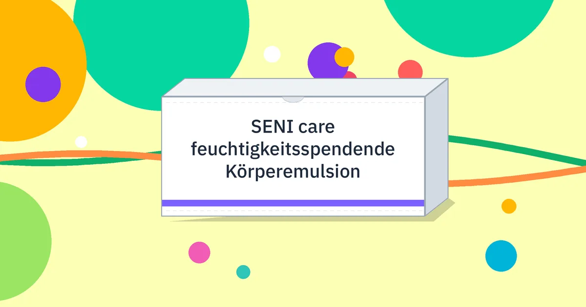 Symbolbild: Packung mit der Aufschrift SENI care feuchtigkeitsspendende Körperemulsion (PZN 03177555) – Verfügbarkeit und Bezug in Apotheken in Frankfurt am Main