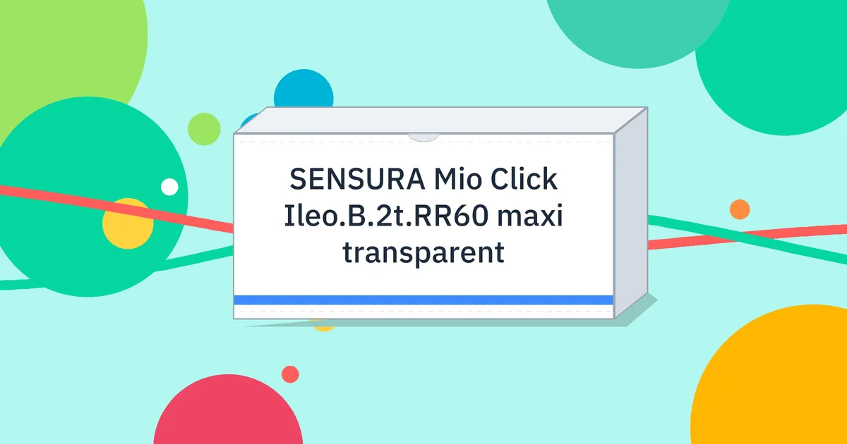Symbolbild: Packung mit der Aufschrift SENSURA Mio Click Ileo.B.2t.RR60 maxi transparent (PZN 10206027) – Verfügbarkeit und Bezug in Apotheken in Frankfurt am Main