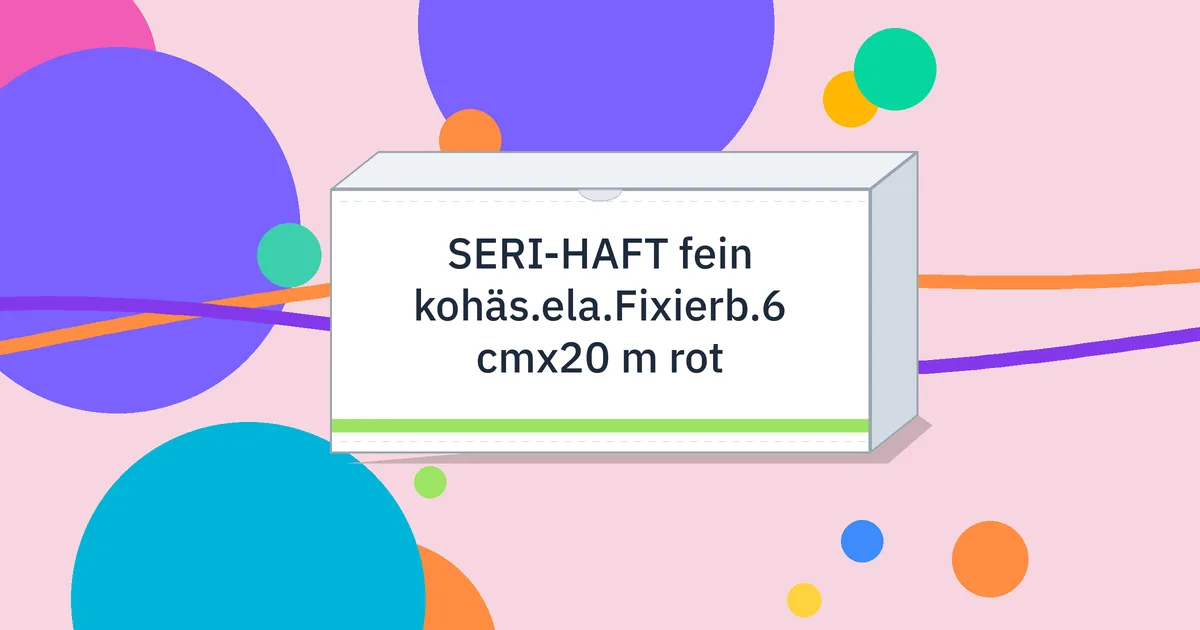 Symbolbild: Packung mit der Aufschrift SERI-HAFT fein kohäs.ela.Fixierb.6 cmx20 m rot (PZN 14381419) – Verfügbarkeit und Bezug in Apotheken in Frankfurt am Main