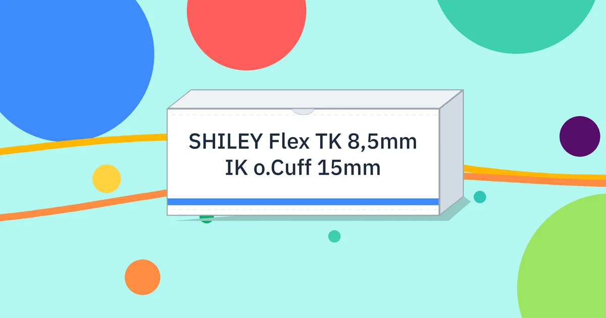Symbolbild: Packung mit der Aufschrift SHILEY Flex TK 8,5mm IK o.Cuff 15mm (PZN 12533196) – Verfügbarkeit und Bezug in Apotheken in Frankfurt am Main