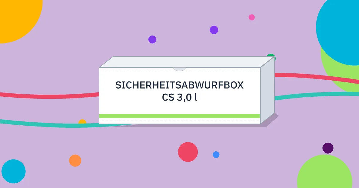 Symbolbild: Packung mit der Aufschrift SICHERHEITSABWURFBOX CS 3,0 l (PZN 09106935) – Verfügbarkeit und Bezug in Apotheken in Frankfurt am Main