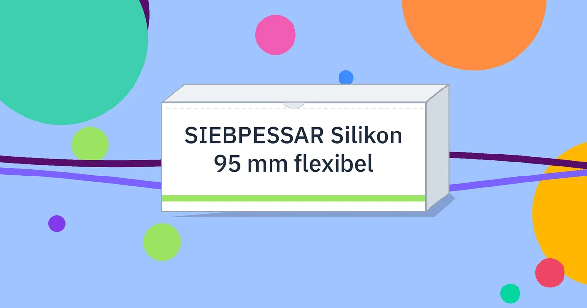 Symbolbild: Packung mit der Aufschrift SIEBPESSAR Silikon 95 mm flexibel (PZN 04845556) – Verfügbarkeit und Bezug in Apotheken in Frankfurt am Main