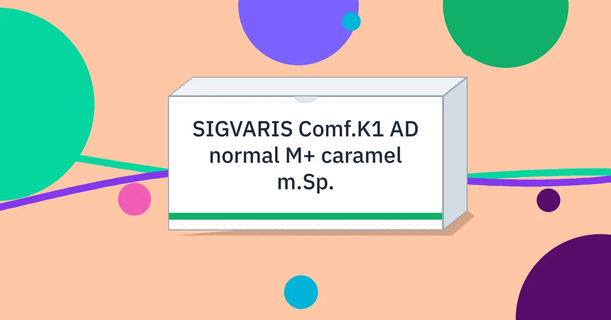 Symbolbild: Packung mit der Aufschrift SIGVARIS Comf.K1 AD normal M+ caramel m.Sp. (PZN 17041865) – Verfügbarkeit und Bezug in Apotheken in Frankfurt am Main