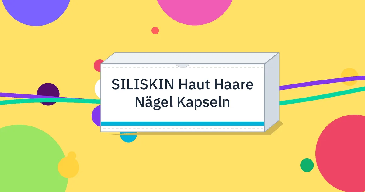 Symbolbild: Packung mit der Aufschrift SILISKIN Haut Haare Nägel Kapseln (PZN 19130099) – Verfügbarkeit und Bezug in Apotheken in Frankfurt am Main