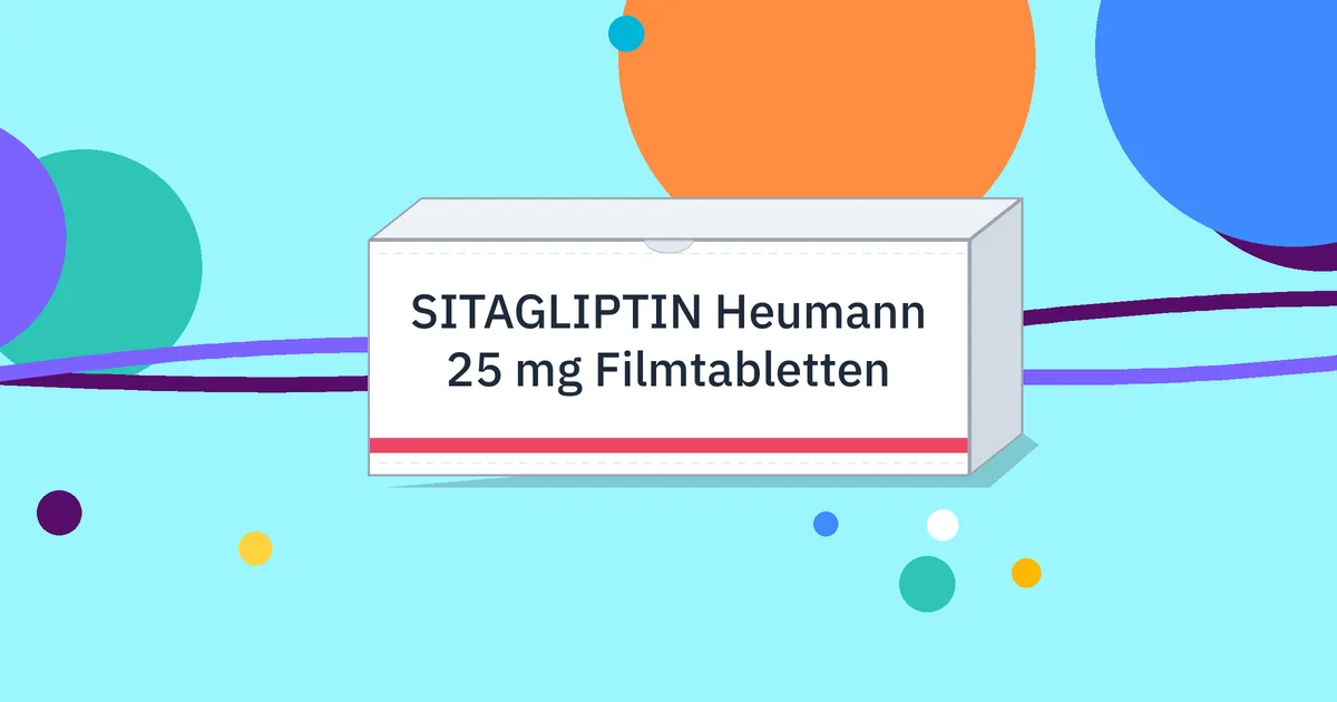 Symbolbild: Packung mit der Aufschrift SITAGLIPTIN Heumann 25 mg Filmtabletten (PZN 17367503) – Verfügbarkeit und Bezug in Apotheken in Frankfurt am Main