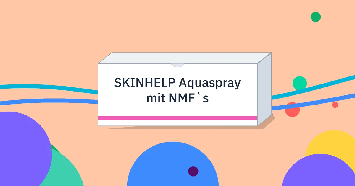 Symbolbild: Packung mit der Aufschrift SKINHELP Aquaspray mit NMF`s (PZN 10825925) – Verfügbarkeit und Bezug in Apotheken in Frankfurt am Main
