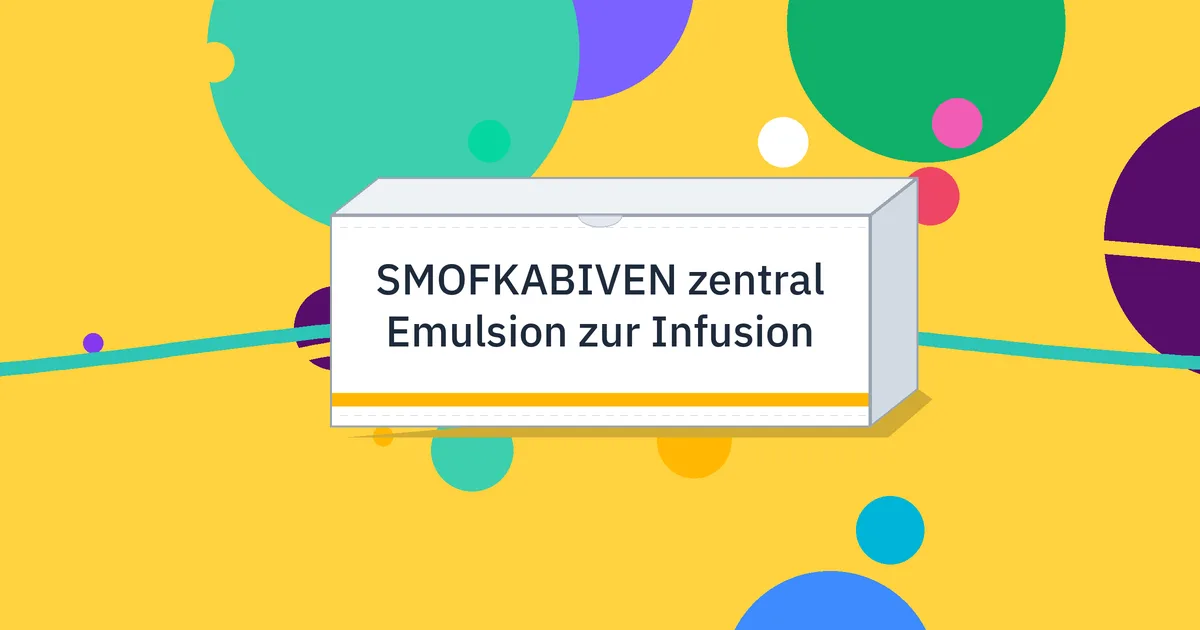 Symbolbild: Packung mit der Aufschrift SMOFKABIVEN zentral Emulsion zur Infusion (PZN 19166944) – Verfügbarkeit und Bezug in Apotheken in Frankfurt am Main