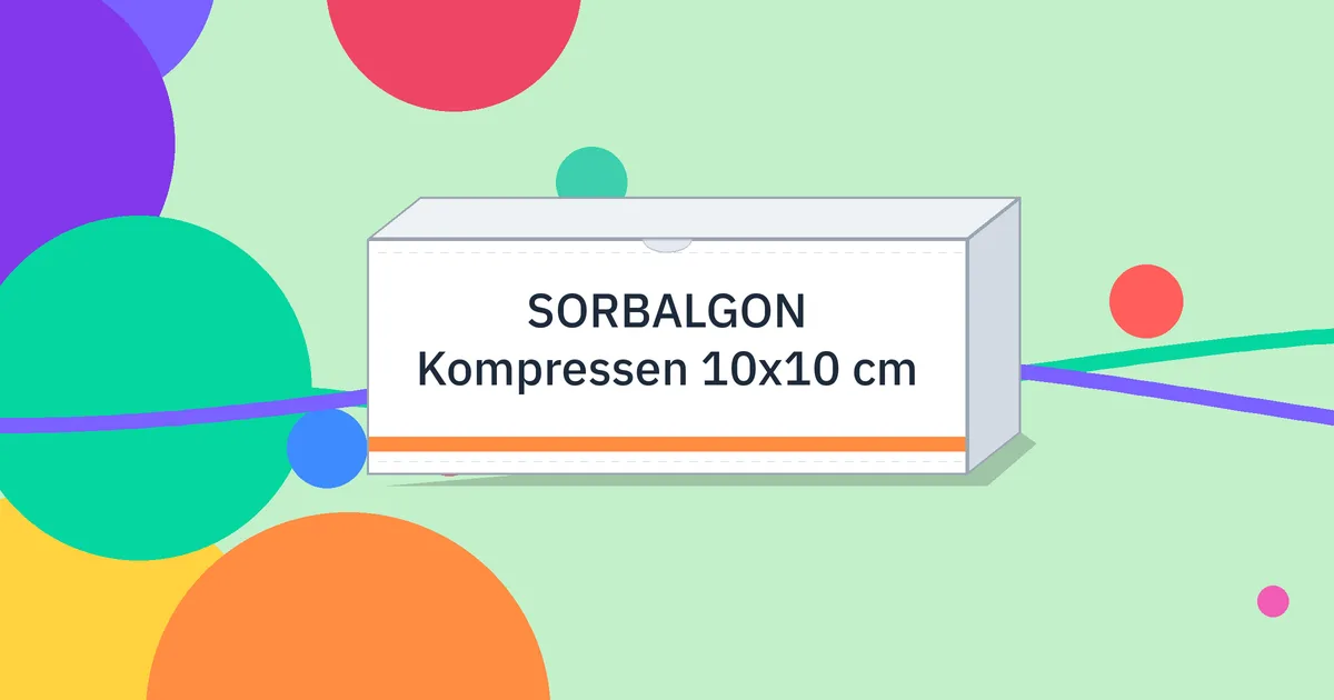 Symbolbild: Packung mit der Aufschrift SORBALGON Kompressen 10x10 cm (PZN 17311158) – Verfügbarkeit und Bezug in Apotheken in Frankfurt am Main