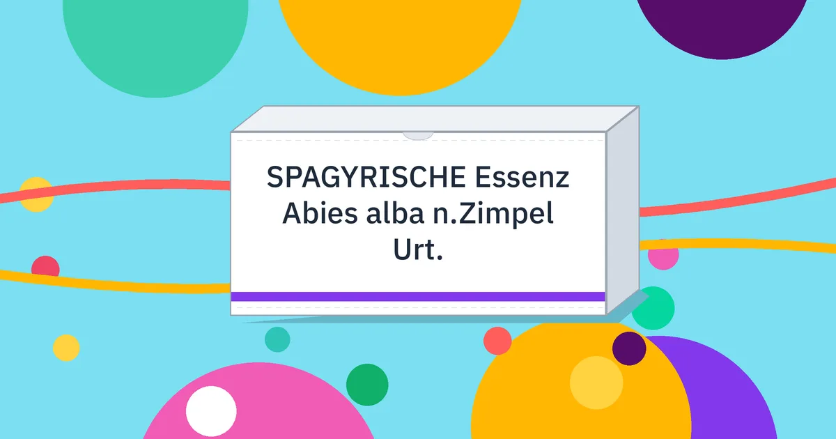 Symbolbild: Packung mit der Aufschrift SPAGYRISCHE Essenz Abies alba n.Zimpel Urt. (PZN 17510484) – Verfügbarkeit und Bezug in Apotheken in Frankfurt am Main