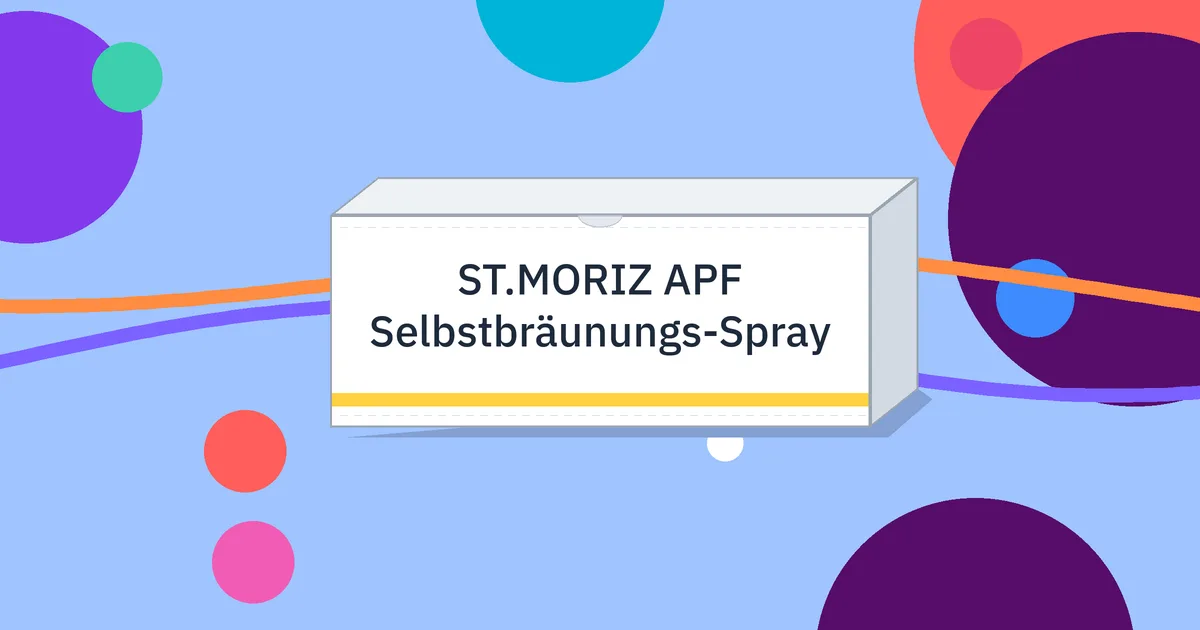Symbolbild: Packung mit der Aufschrift ST.MORIZ APF Selbstbräunungs-Spray (PZN 12455071) – Verfügbarkeit und Bezug in Apotheken in Frankfurt am Main