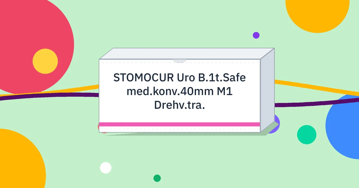 Symbolbild: Packung mit der Aufschrift STOMOCUR Uro B.1t.Safe med.konv.40mm M1 Drehv.tra. (PZN 17557876) – Verfügbarkeit und Bezug in Apotheken in Frankfurt am Main