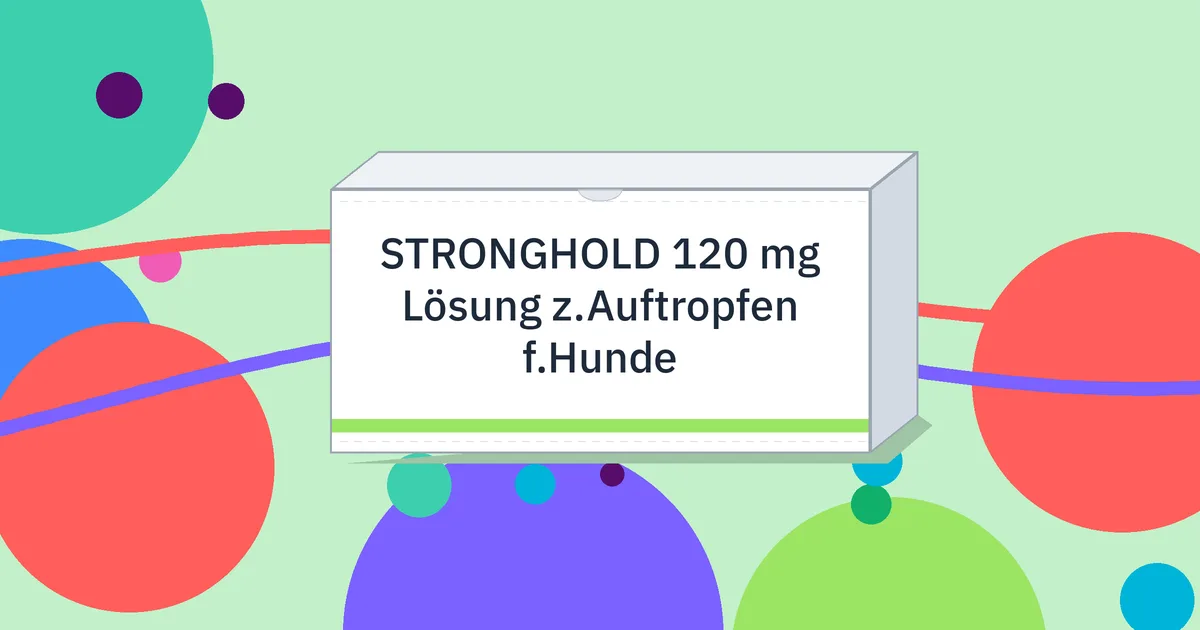 Symbolbild: Packung mit der Aufschrift STRONGHOLD 120 mg Lösung z.Auftropfen f.Hunde (PZN 09116187) – Verfügbarkeit und Bezug in Apotheken in Frankfurt am Main