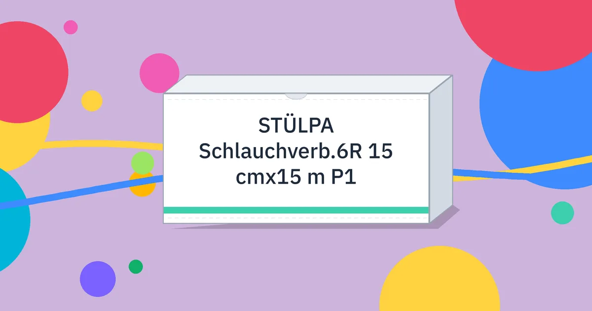 Symbolbild: Packung mit der Aufschrift STÜLPA Schlauchverb.6R 15 cmx15 m P1 (PZN 16259993) – Verfügbarkeit und Bezug in Apotheken in Frankfurt am Main