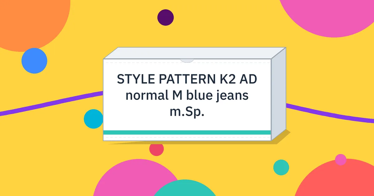 Symbolbild: Packung mit der Aufschrift STYLE PATTERN K2 AD normal M blue jeans m.Sp. (PZN 19694732) – Verfügbarkeit und Bezug in Apotheken in Frankfurt am Main