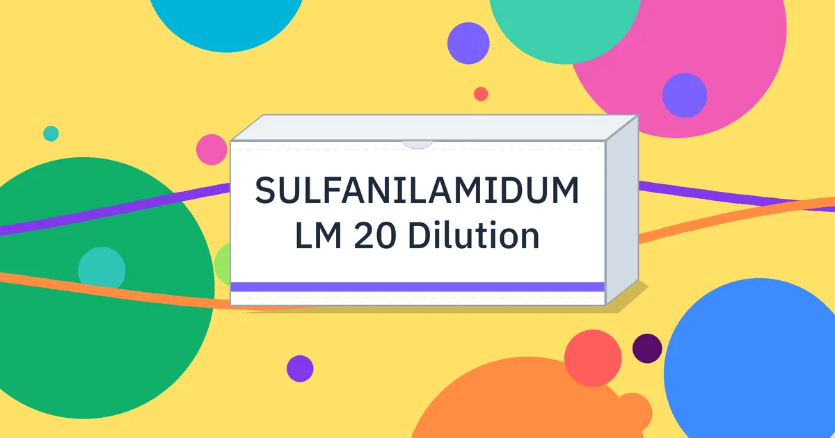 Symbolbild: Packung mit der Aufschrift SULFANILAMIDUM LM 20 Dilution (PZN 13209144) – Verfügbarkeit und Bezug in Apotheken in Frankfurt am Main