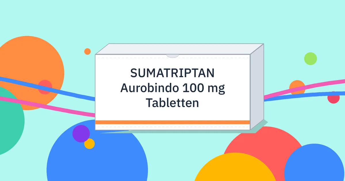 Symbolbild: Packung mit der Aufschrift SUMATRIPTAN Aurobindo 100 mg Tabletten (PZN 05454378) – Verfügbarkeit und Bezug in Apotheken in Frankfurt am Main