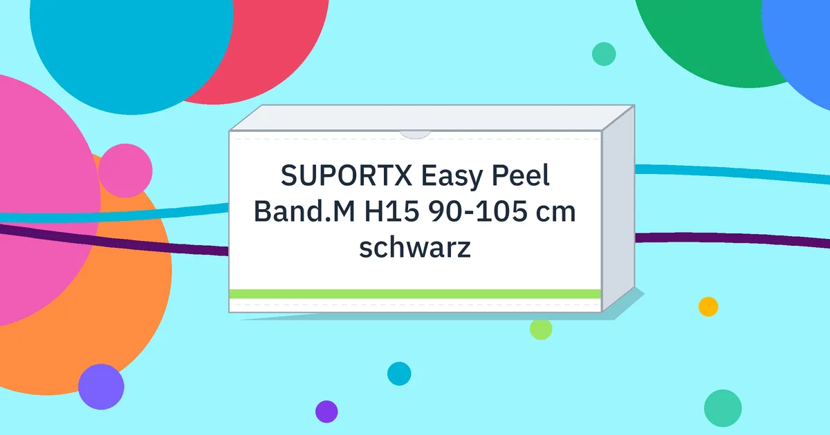 Symbolbild: Packung mit der Aufschrift SUPORTX Easy Peel Band.M H15 90-105 cm schwarz (PZN 09486406) – Verfügbarkeit und Bezug in Apotheken in Frankfurt am Main