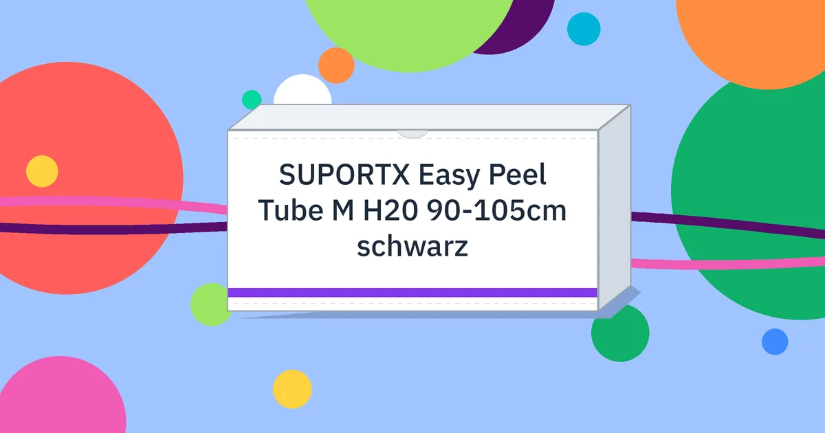 Symbolbild: Packung mit der Aufschrift SUPORTX Easy Peel Tube M H20 90-105cm schwarz (PZN 09486694) – Verfügbarkeit und Bezug in Apotheken in Frankfurt am Main