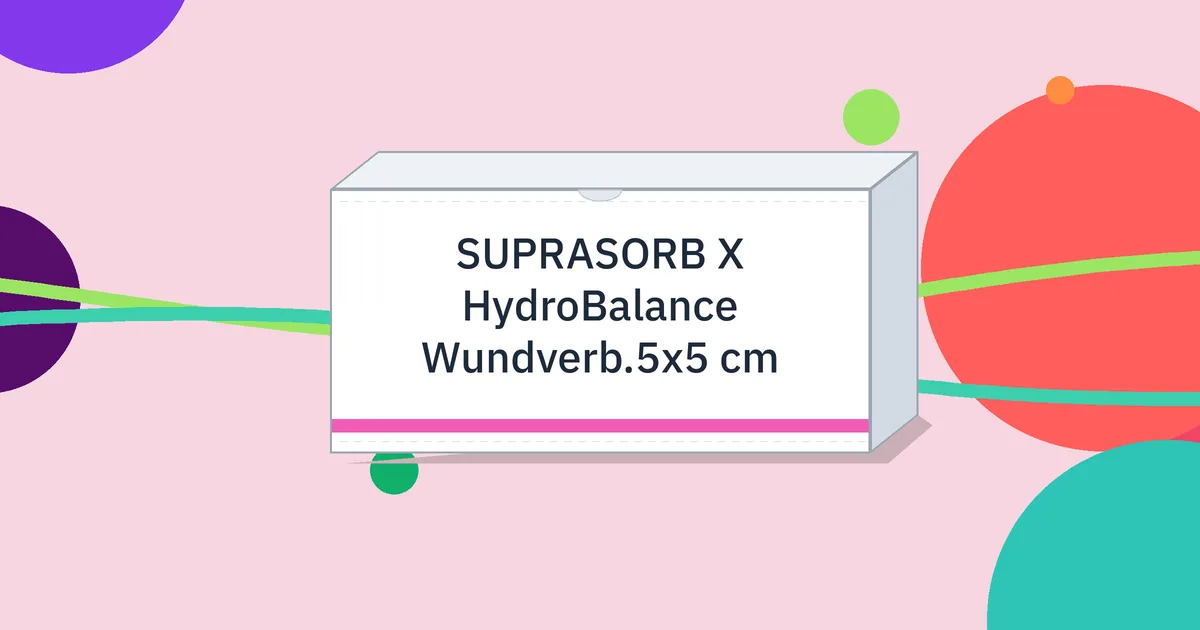 Symbolbild: Packung mit der Aufschrift SUPRASORB X HydroBalance Wundverb.5x5 cm (PZN 03490803) – Verfügbarkeit und Bezug in Apotheken in Frankfurt am Main