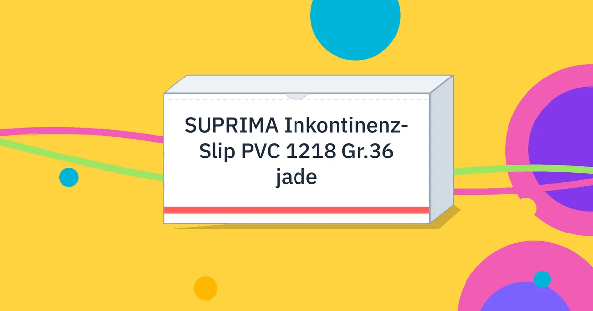Symbolbild: Packung mit der Aufschrift SUPRIMA Inkontinenz-Slip PVC 1218 Gr.36 jade (PZN 03034471) – Verfügbarkeit und Bezug in Apotheken in Frankfurt am Main