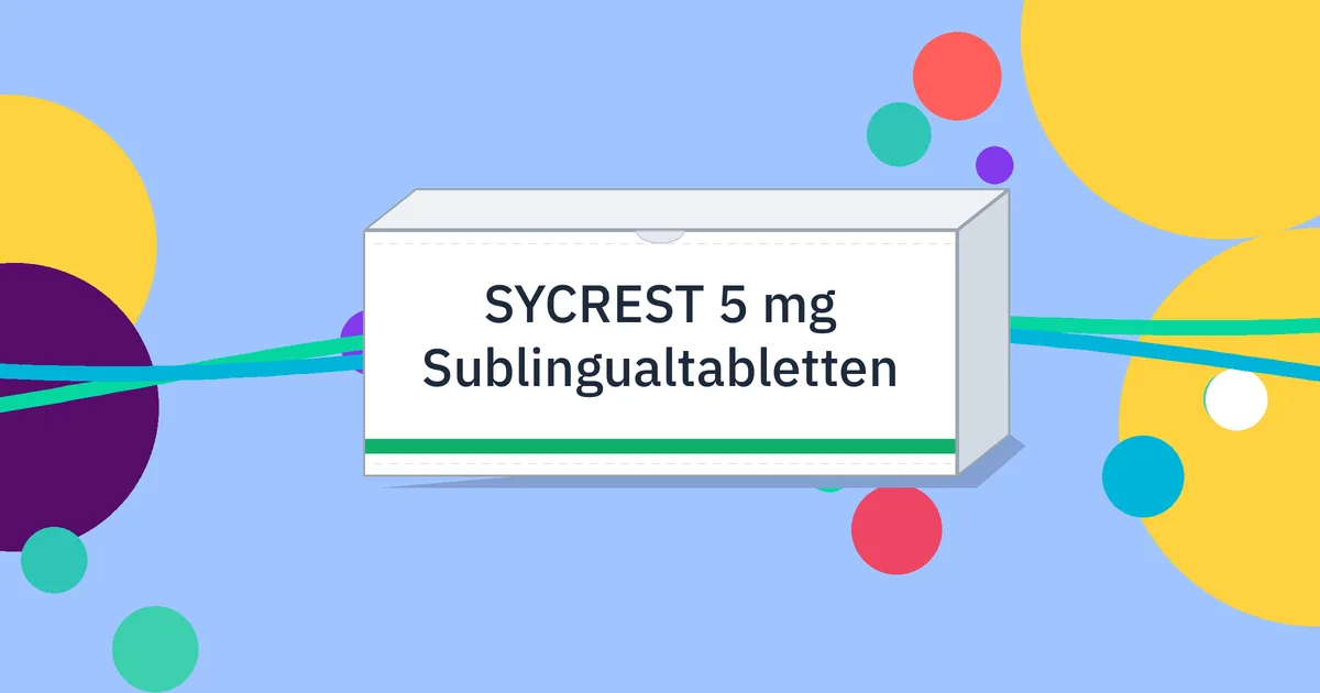 Symbolbild: Packung mit der Aufschrift SYCREST 5 mg Sublingualtabletten (PZN 07728207) – Verfügbarkeit und Bezug in Apotheken in Frankfurt am Main