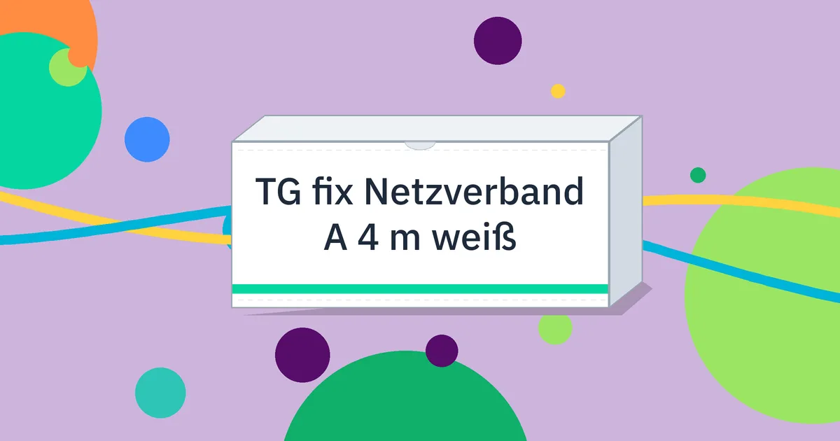 Symbolbild: Packung mit der Aufschrift TG fix Netzverband A 4 m weiß (PZN 00537272) – Verfügbarkeit und Bezug in Apotheken in Frankfurt am Main