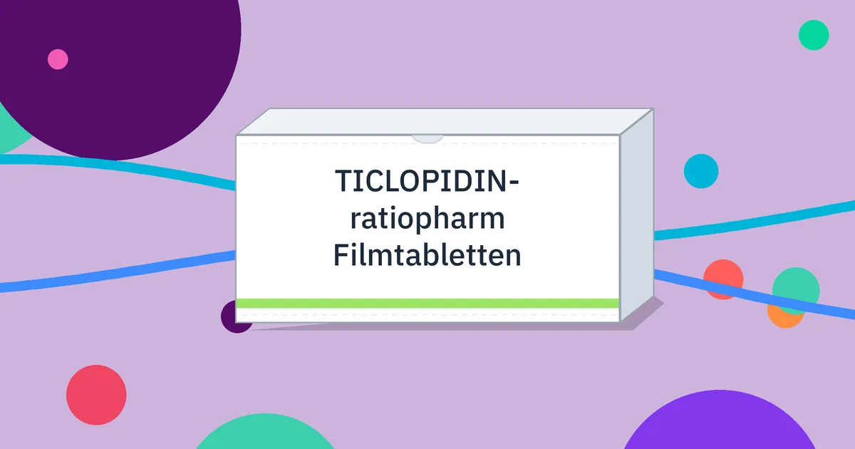 Symbolbild: Packung mit der Aufschrift TICLOPIDIN-ratiopharm Filmtabletten (PZN 02805908) – Verfügbarkeit und Bezug in Apotheken in Frankfurt am Main